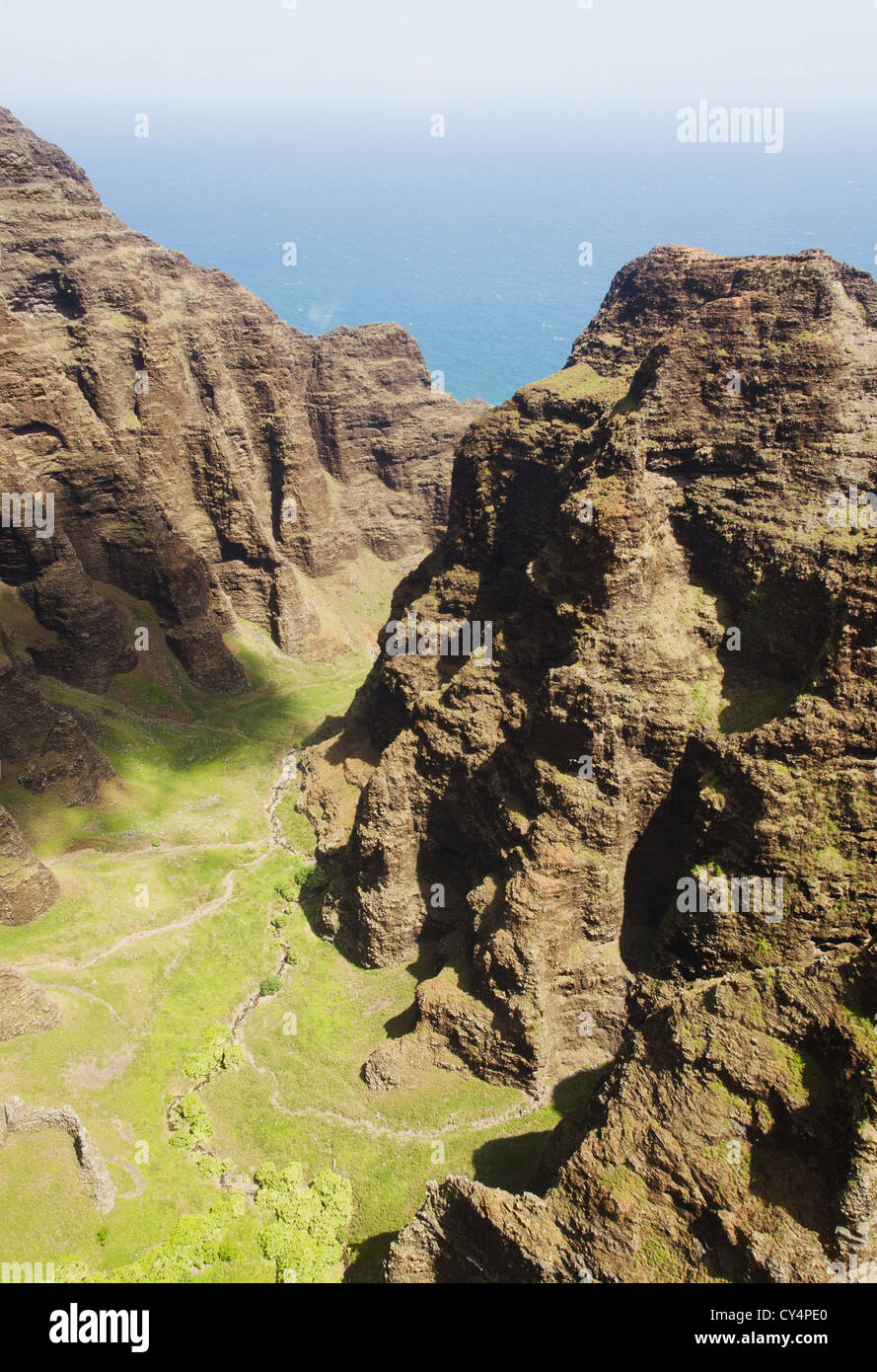 USA, Hawaii, Kauai, Na Pali Coast, Elevated view of coast Stock Photo ...