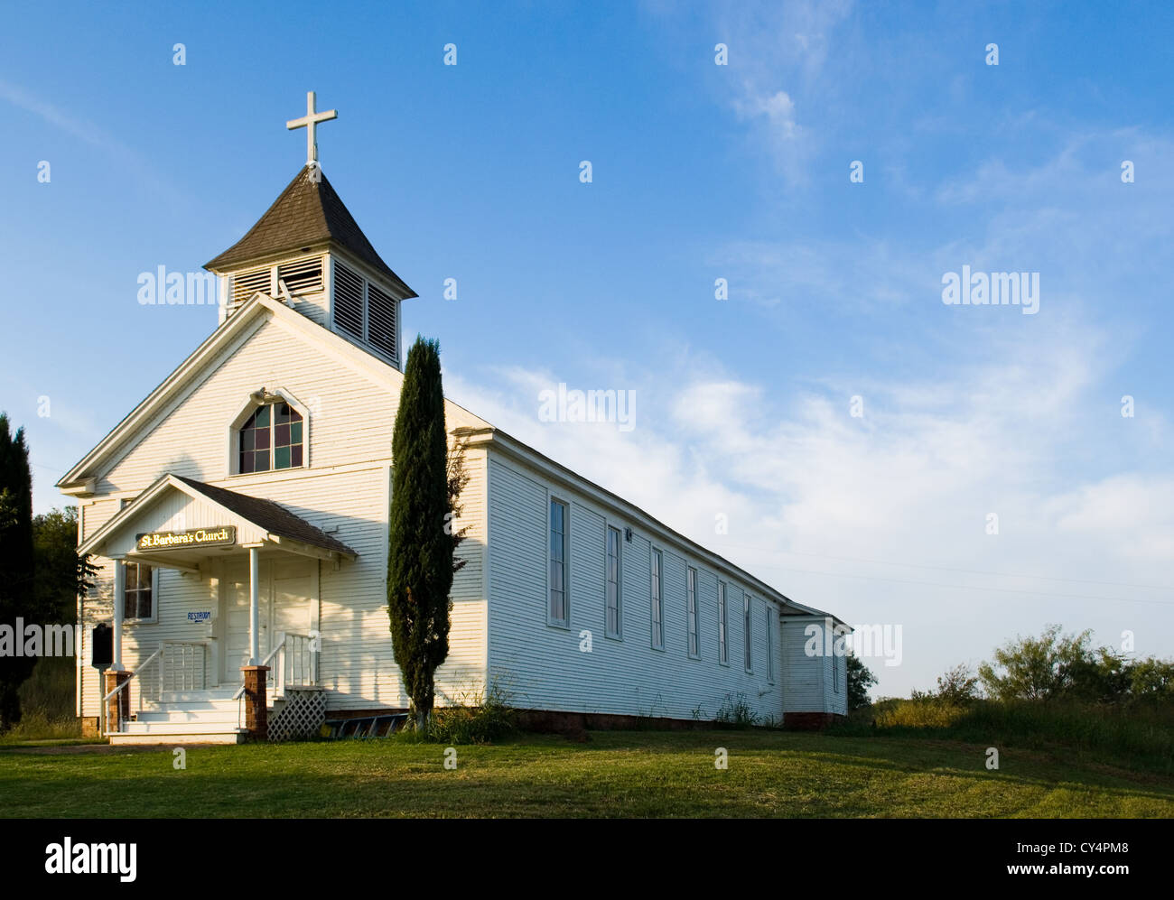 Old American Country church, St. Barbara's Church - on the prairie near ...