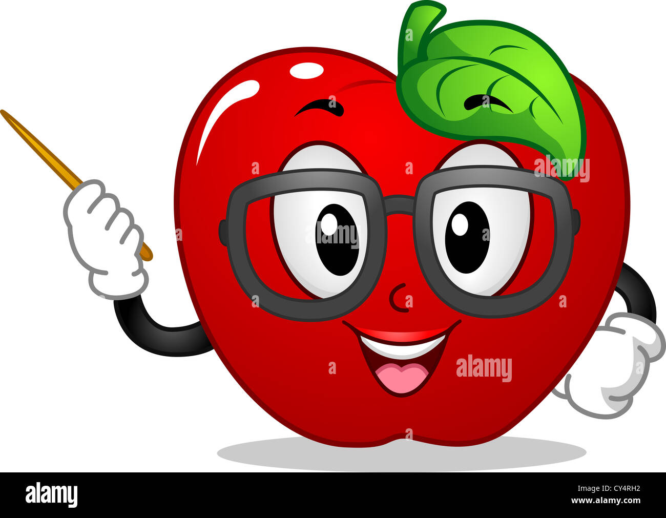 Mascot Illustration Featuring an Apple Teaching Stock Photo - Alamy