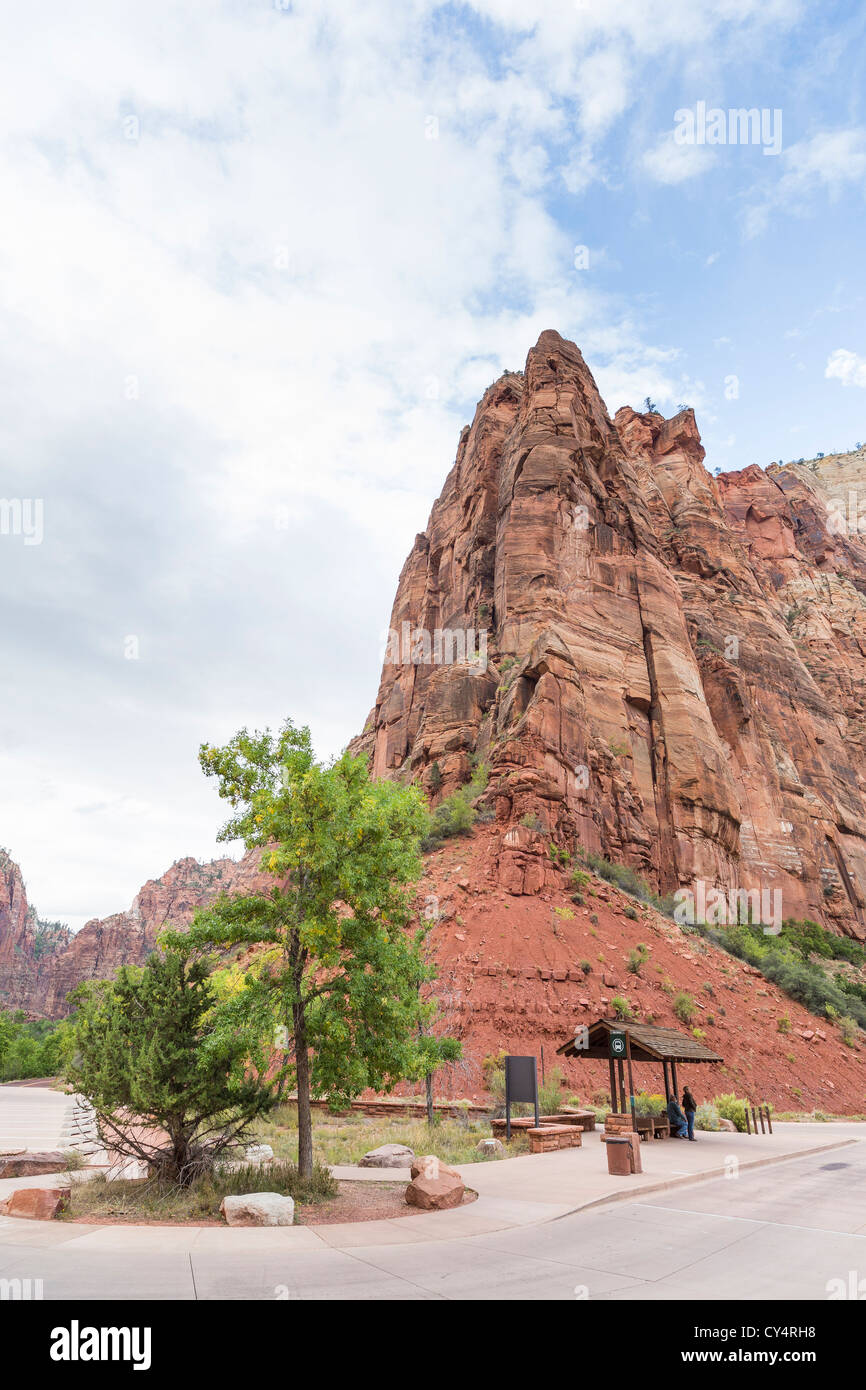 Shuttle stop/bus stop at the Zion National Park Stock Photo - Alamy