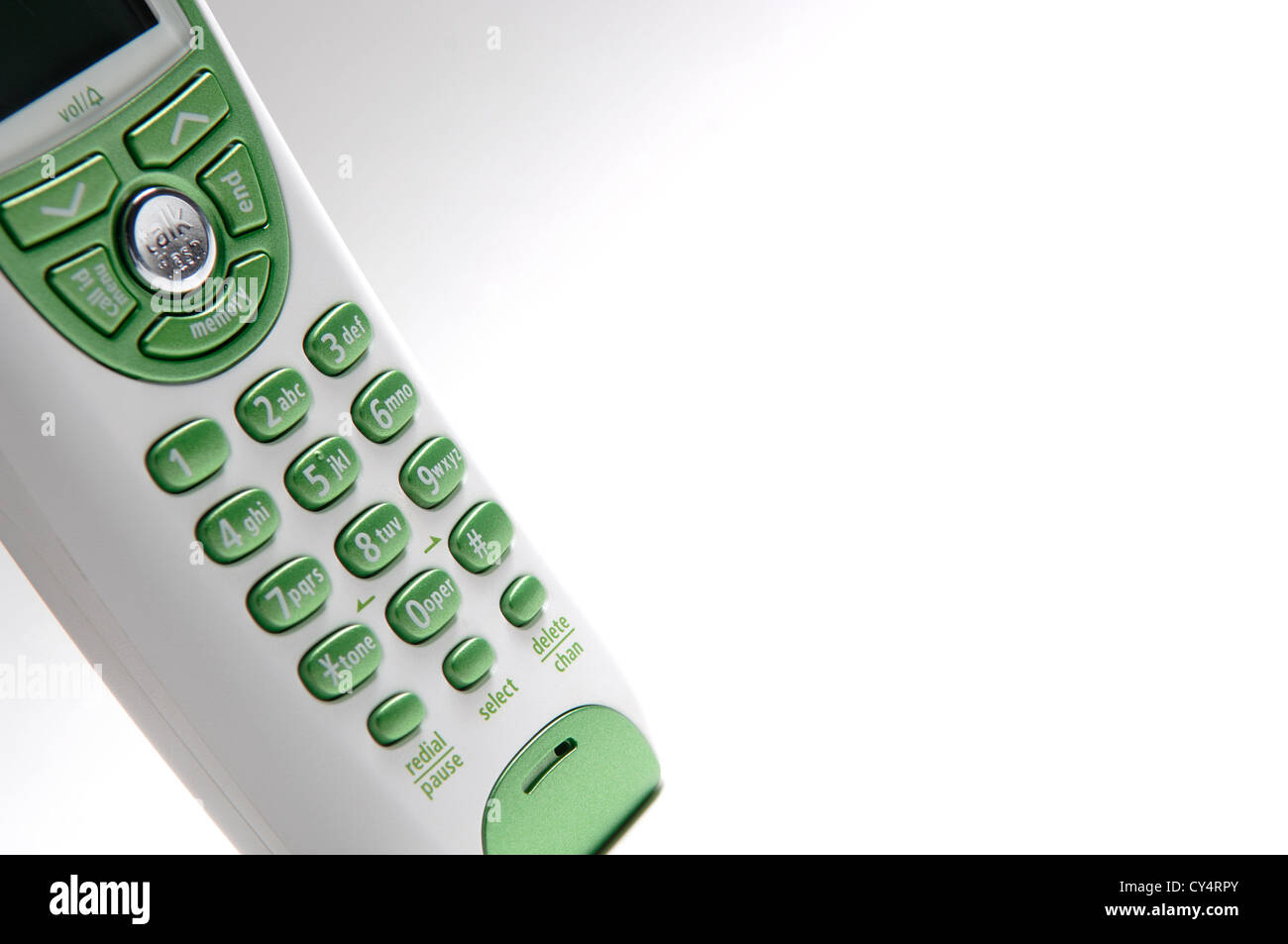 Green and white handheld telephone Stock Photo - Alamy