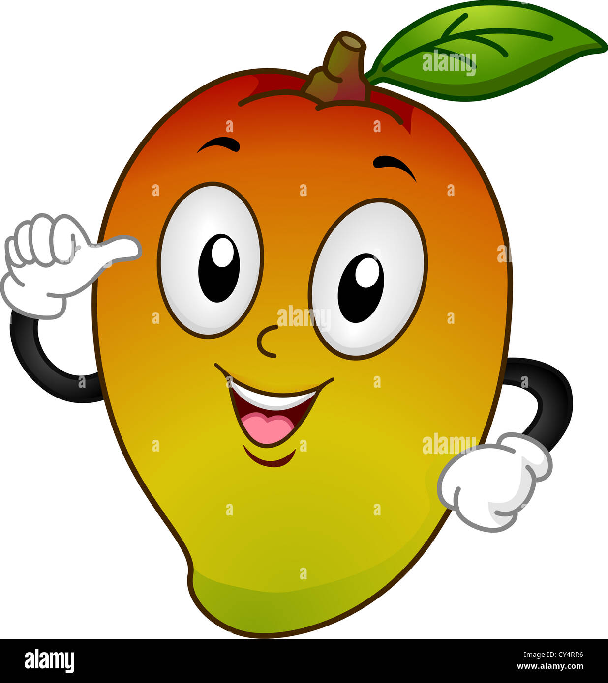 Mascot Illustration Featuring a Mango Pointing to Itself Stock Photo ...