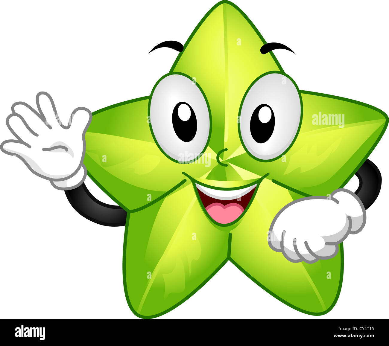 Mascot Illustration Featuring a Starfruit Waving Stock Photo - Alamy