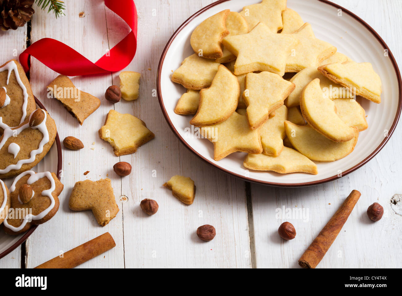 Snacking Christmas cookies on a plate Stock Photo - Alamy