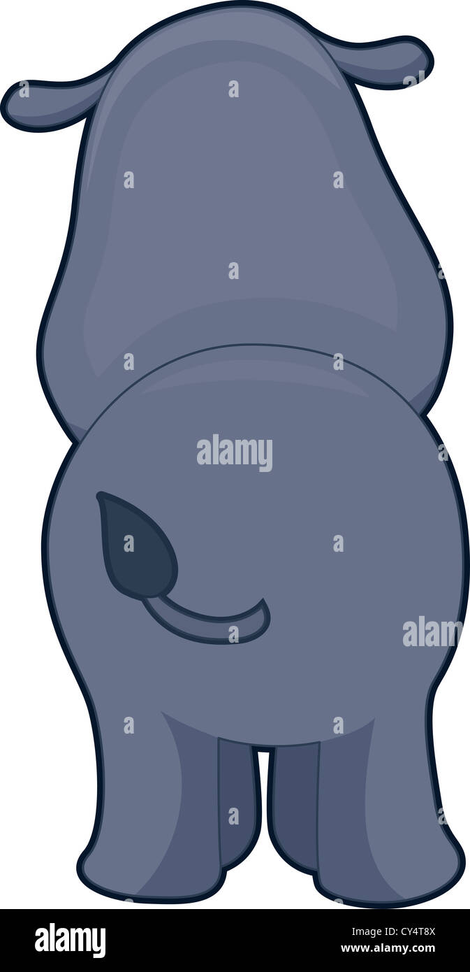 Illustration Featuring the Back View of a Hippopotamus Stock Photo - Alamy