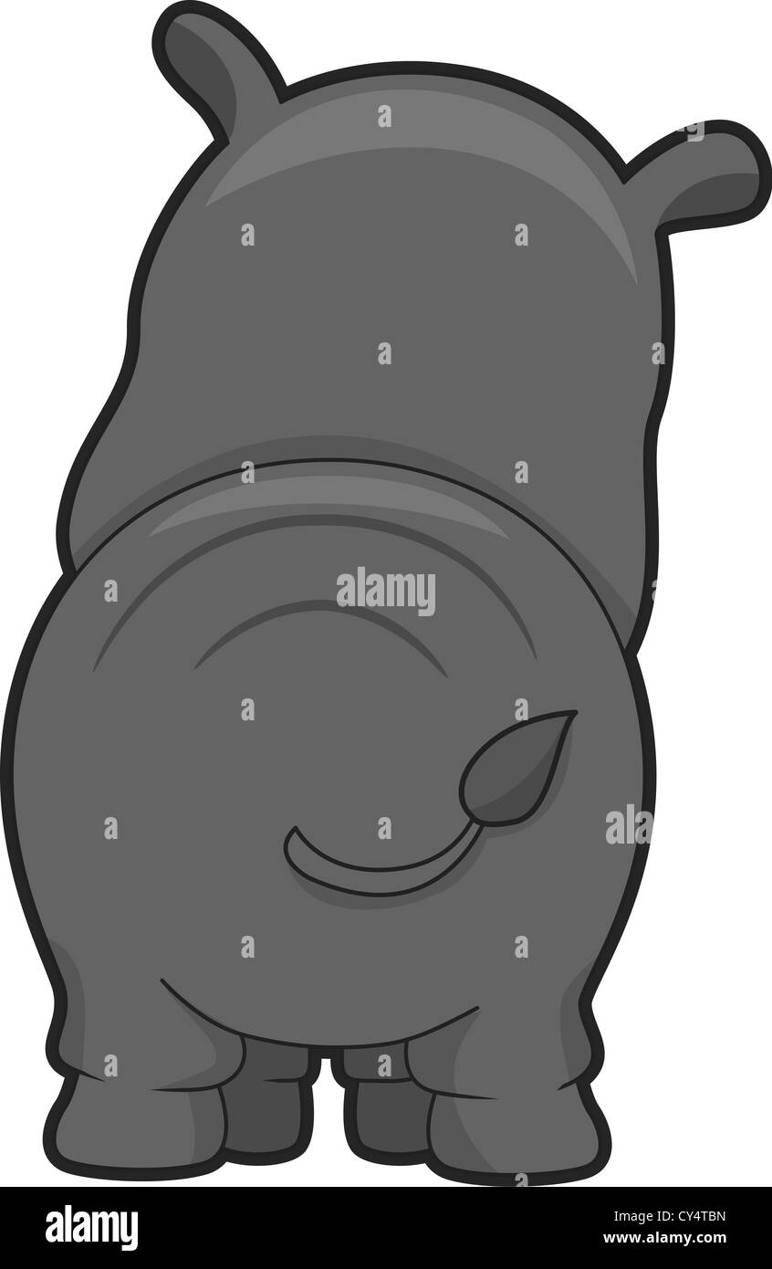 Illustration Featuring the Back View of a Rhinoceros Stock Photo - Alamy