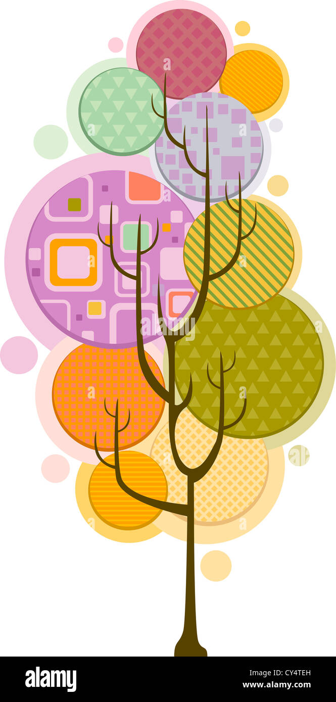 Abstract Illustration of a Colorful Tree with Circular Branches Stock ...