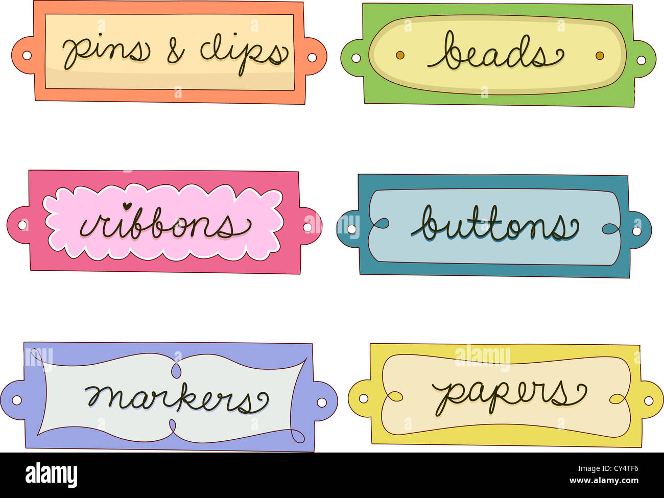 Illustration Featuring Labels for Crafts Materials Stock Photo - Alamy
