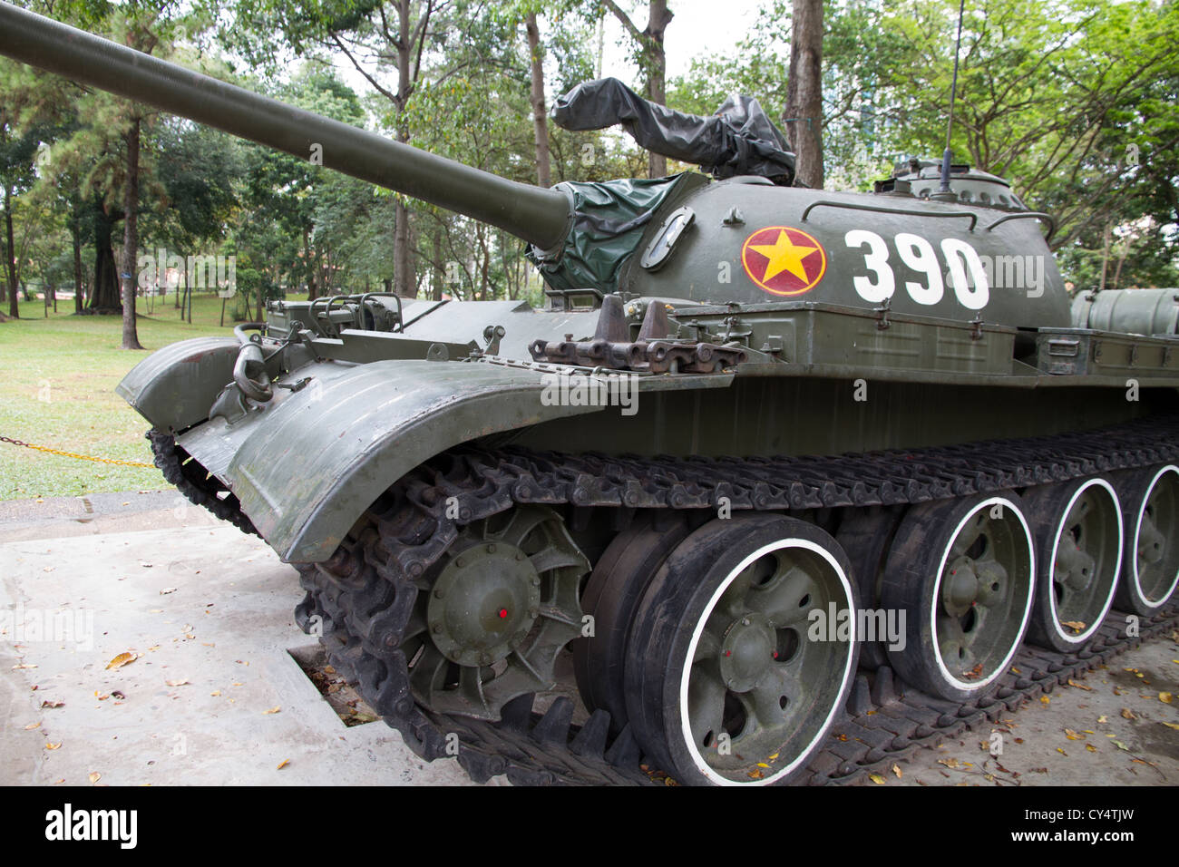 Tank standing in the grounds of Reunification Palace (Independence Palace) in Ho Chi Minh City ...