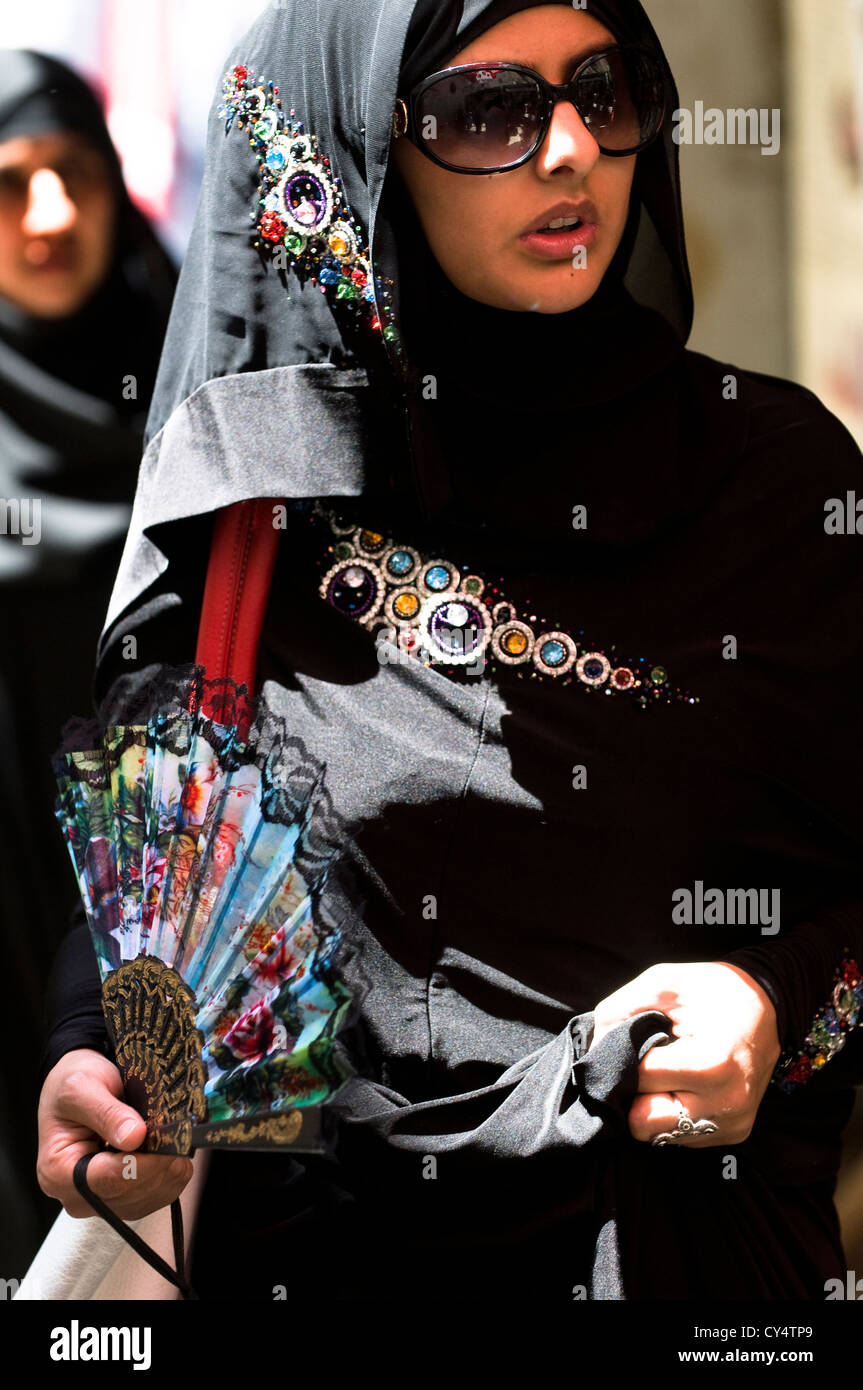 A Muslim Palestinian woman walking to the Al Aqsa mosque for the Friday ...