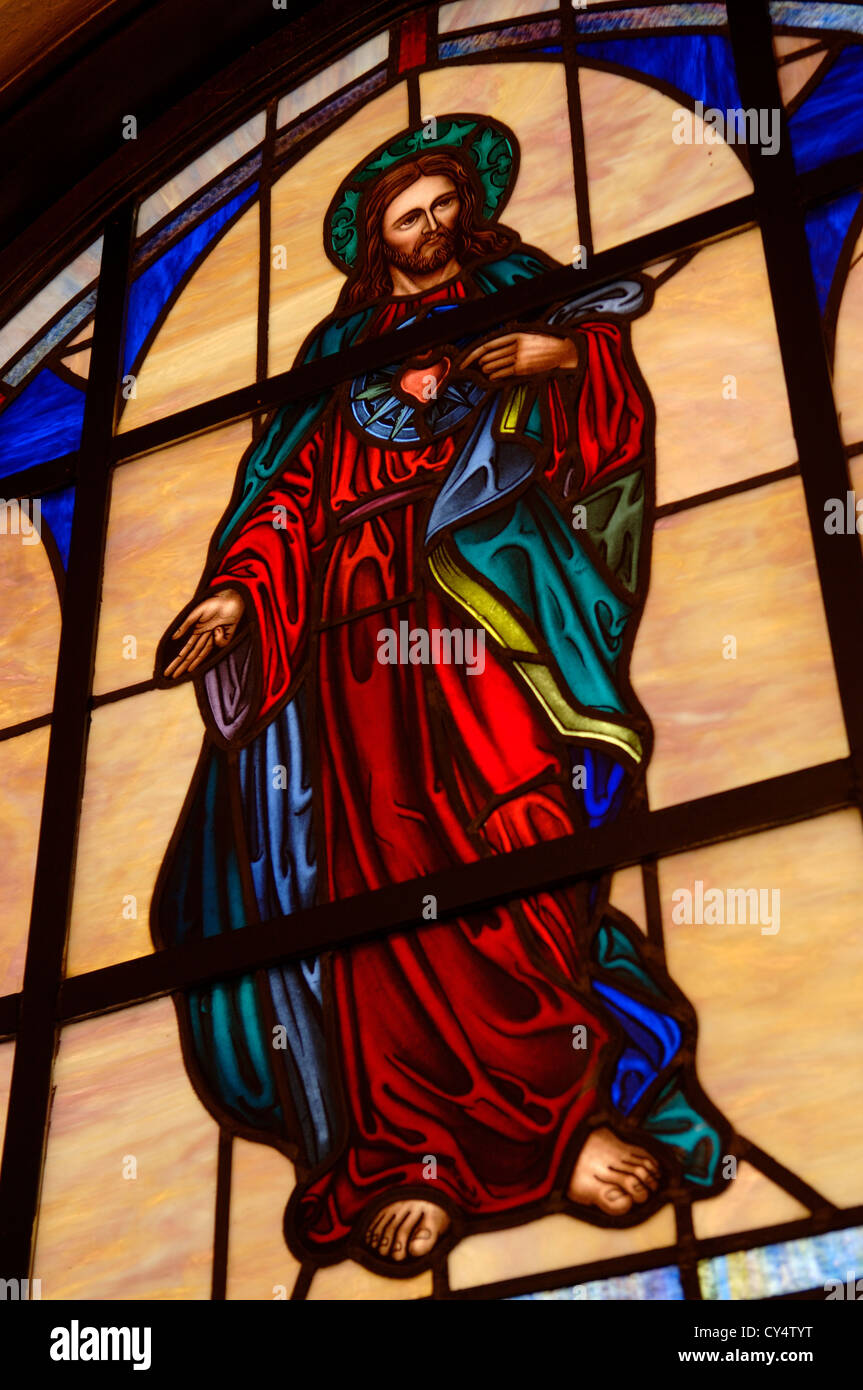 Stained Glass Jesus in Church Stock Photo - Alamy
