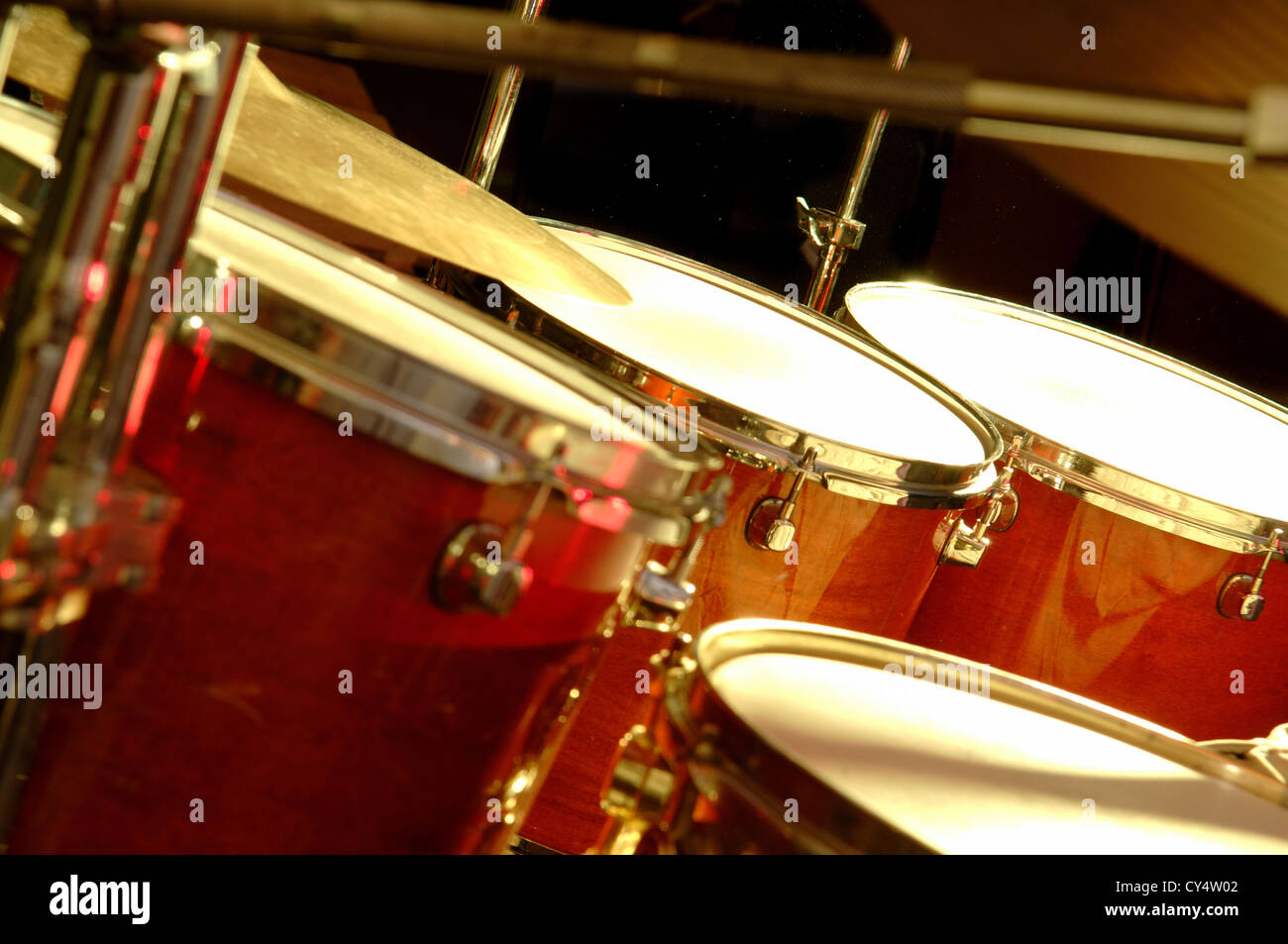 Drum Set during performance of music band Stock Photo - Alamy