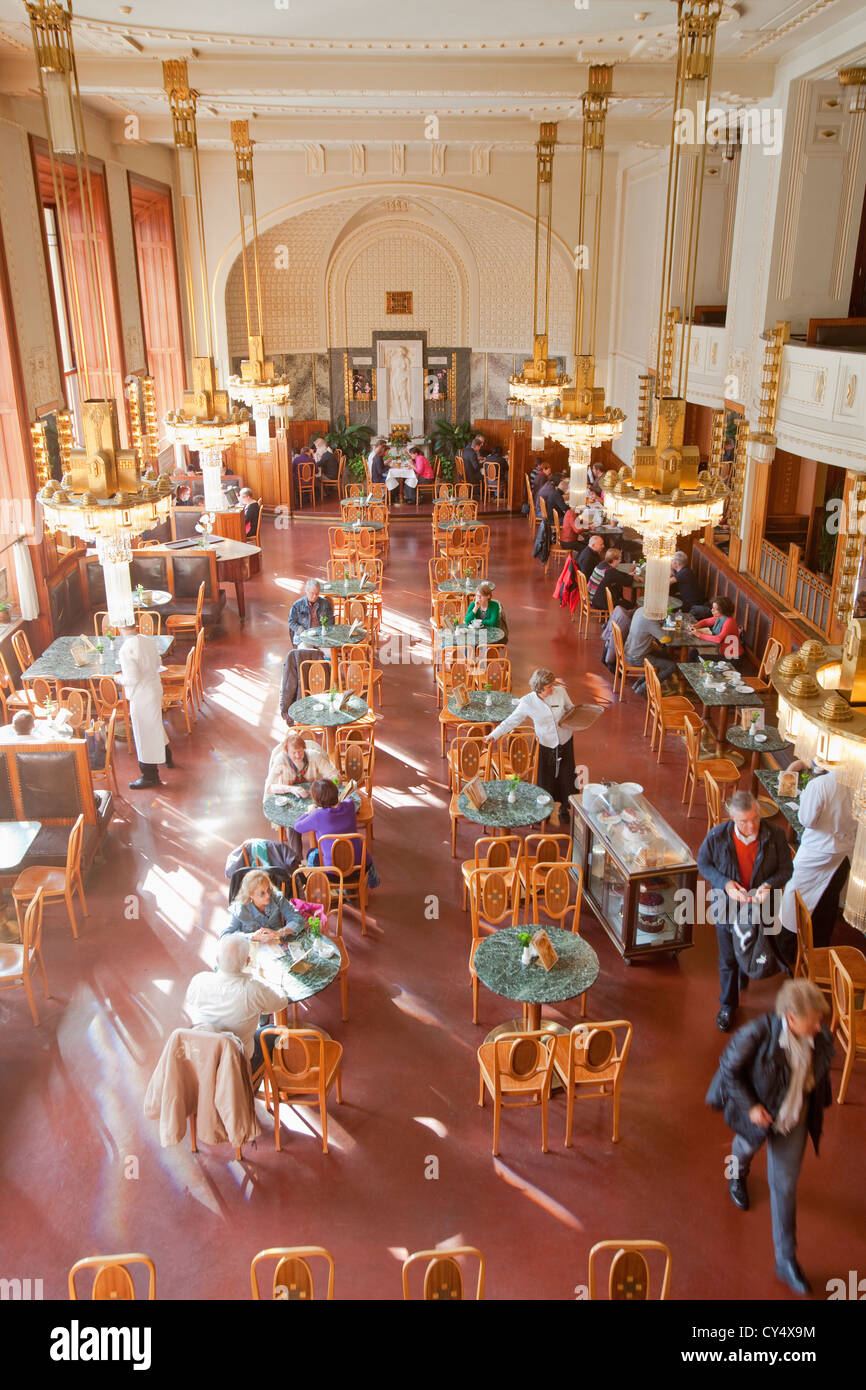 art nouveau interior of restaurant in municipal house - prague, czech ...