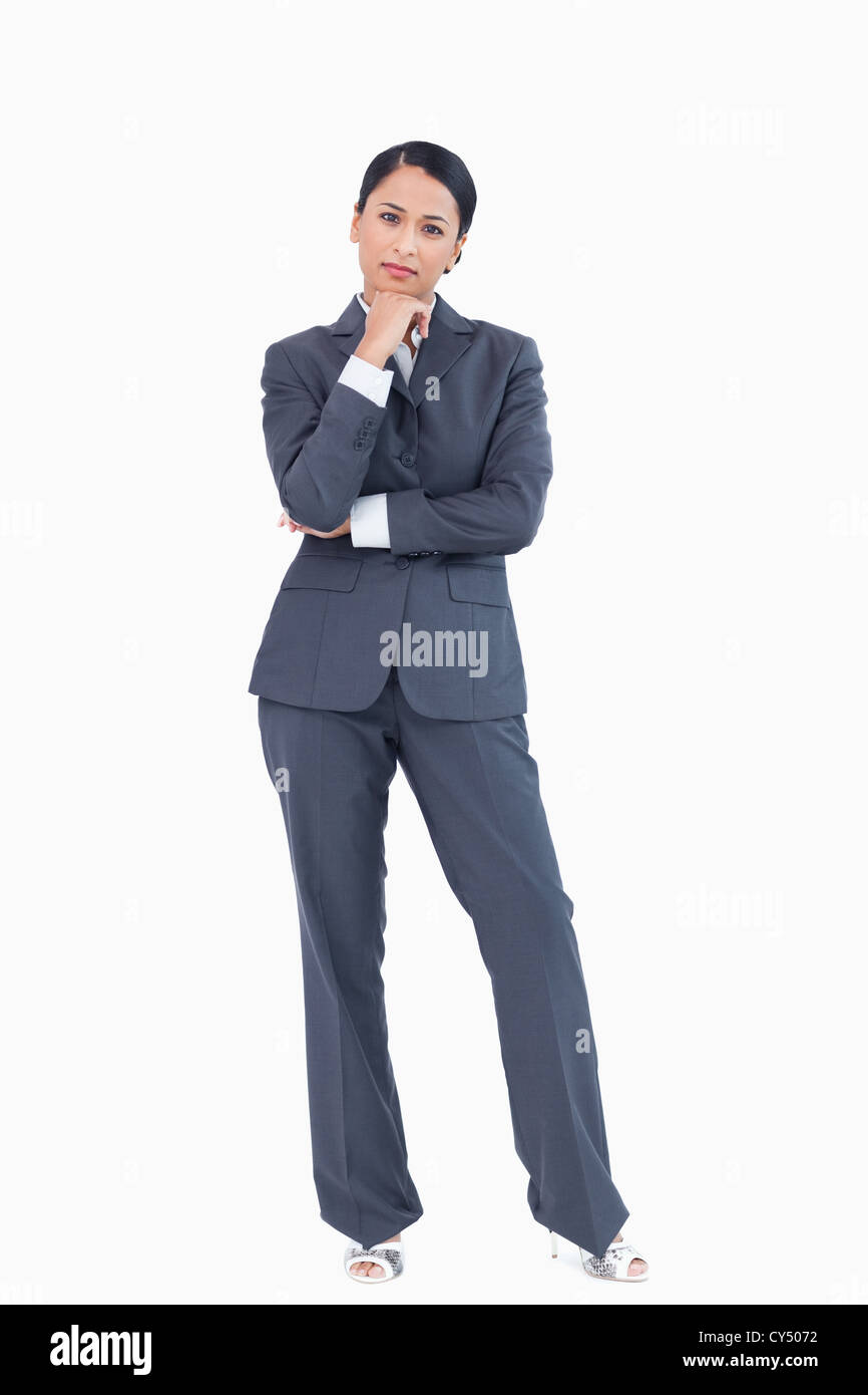 Woman standing upright placing hi-res stock photography and images - Alamy