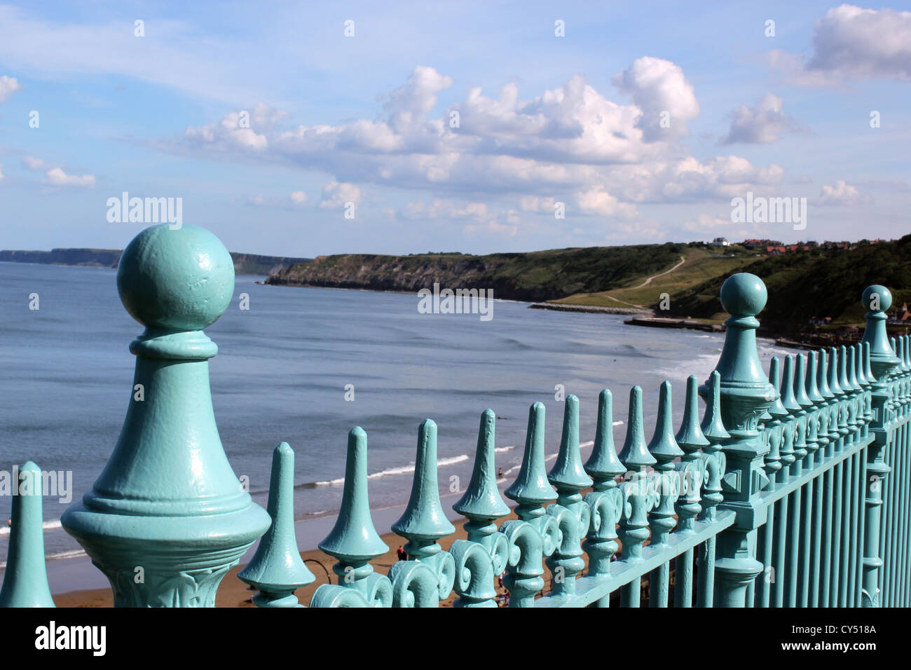 railings on the seafront in Scarborough, North Yorkshire UK Stock Photo ...