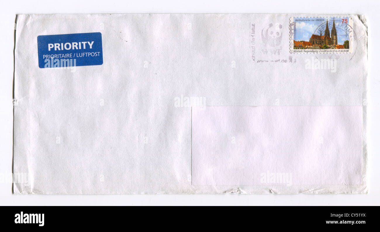 GERMANY - CIRCA 2012: Mailing envelope with postage stamps dedicated to ...