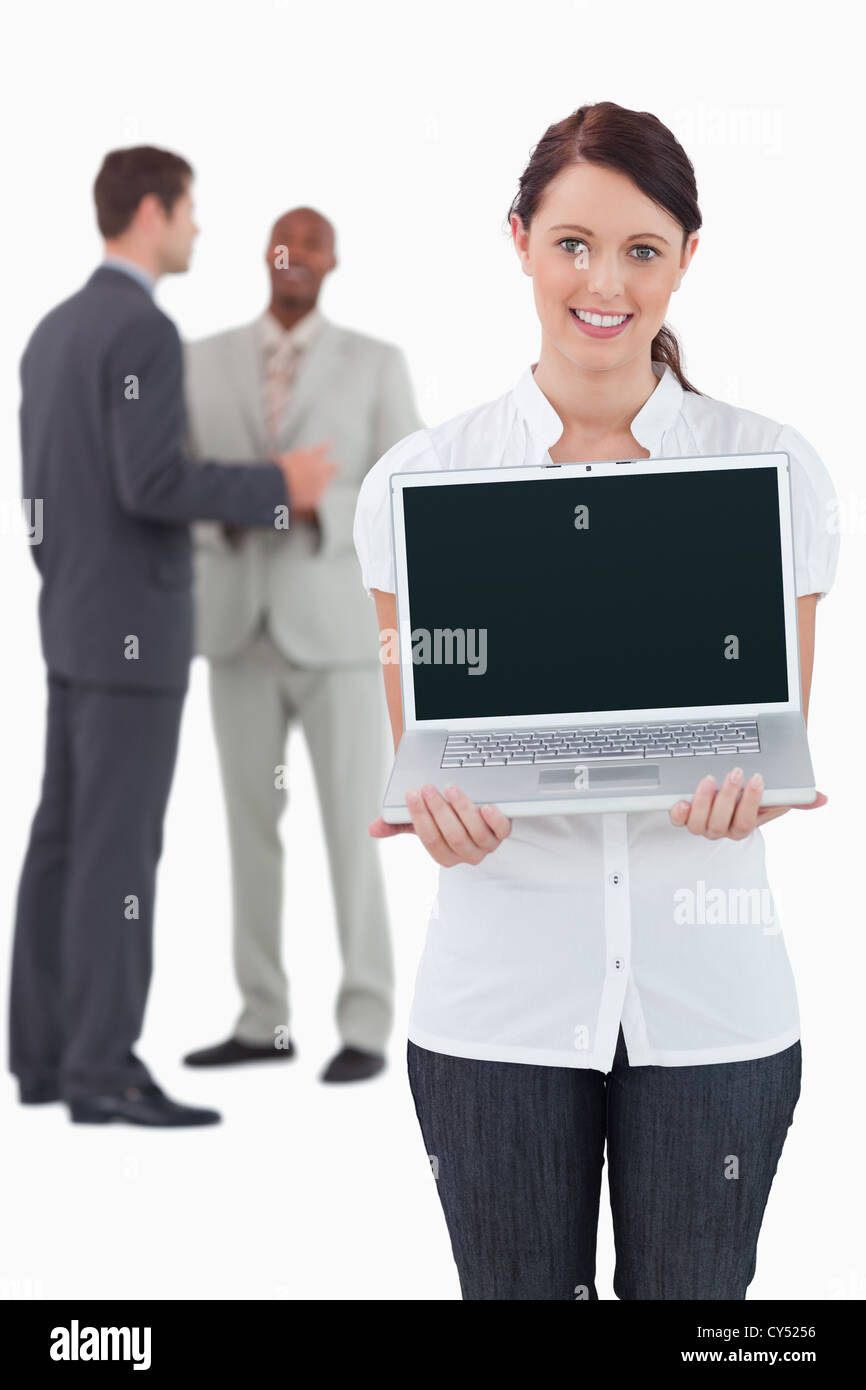 Man behind laptop screen Cut Out Stock Images & Pictures - Alamy