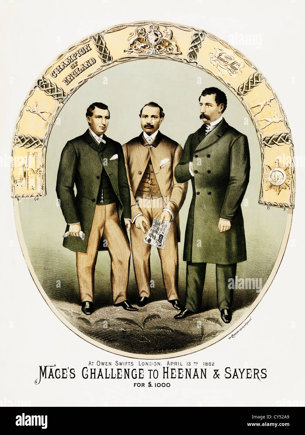 Vintage print of famous bare-knuckle boxer Jem Mace (1831 - 1910 ...