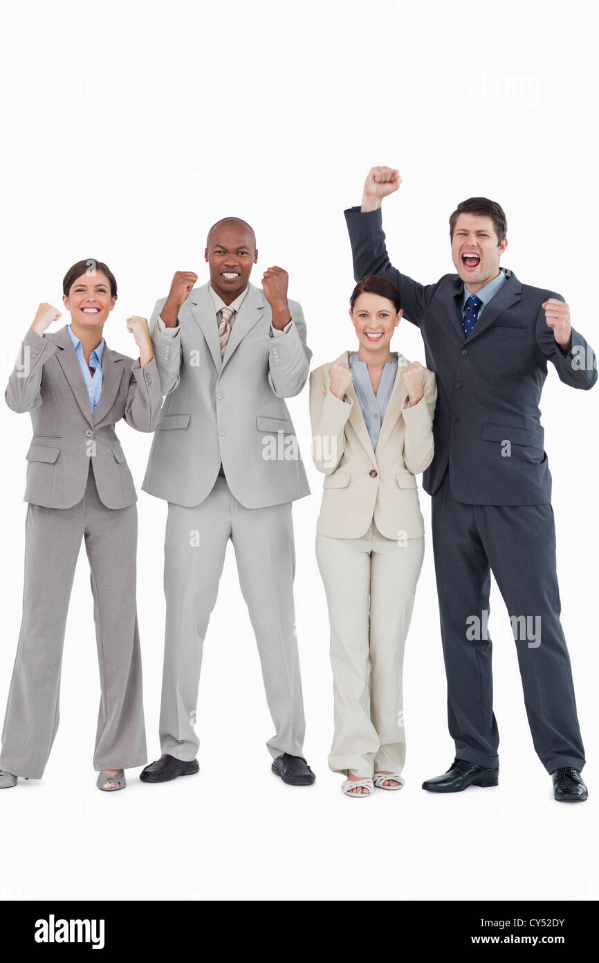 Business team cheering together Stock Photo - Alamy