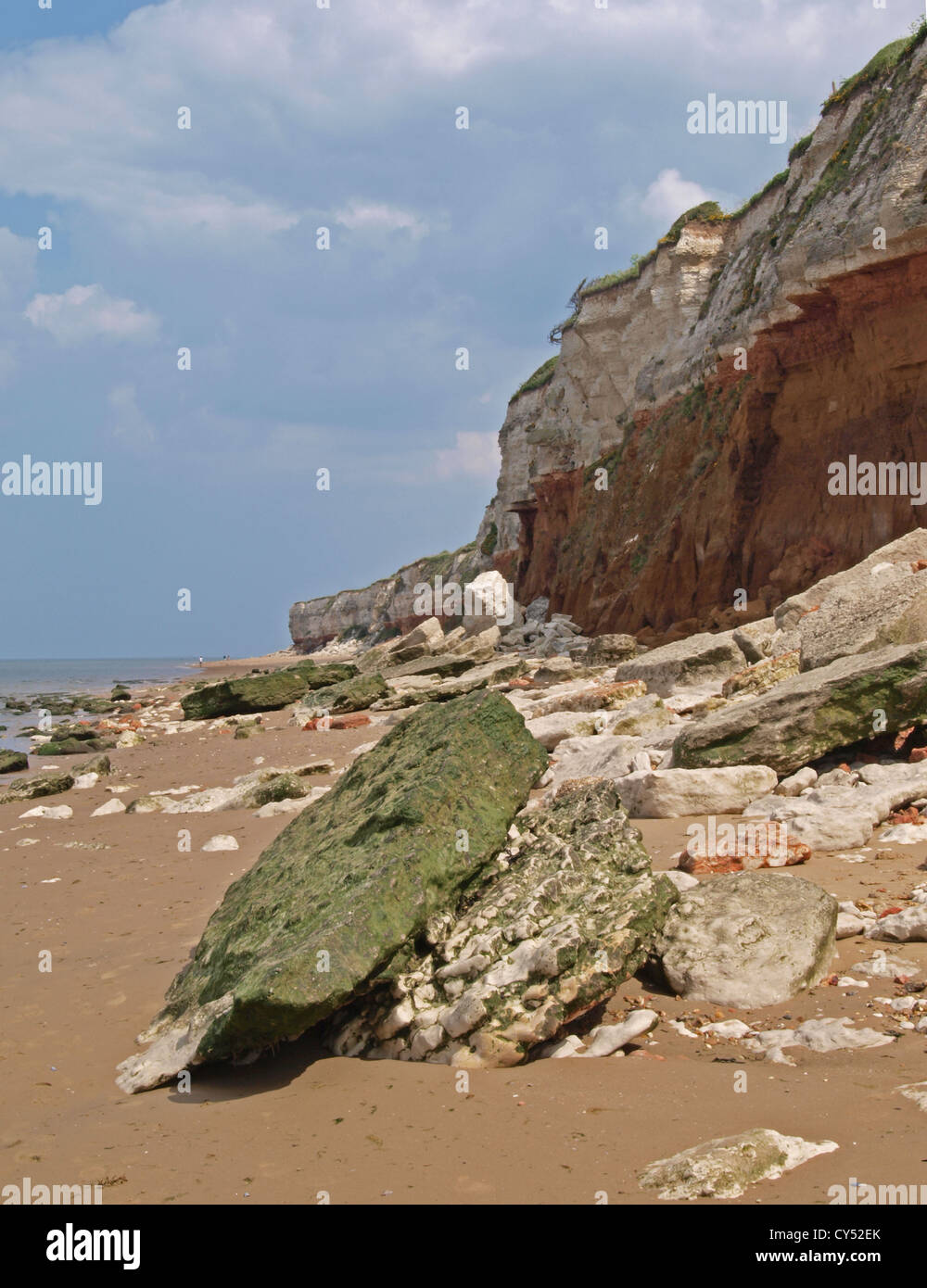 Red and white chalk cliffs at HUnstanton Norfolk East Anglia Stock ...