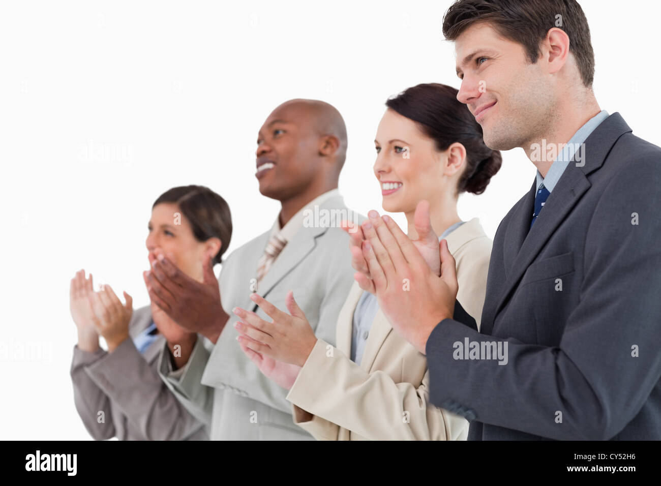 Business people standing side applauding hi-res stock photography and ...