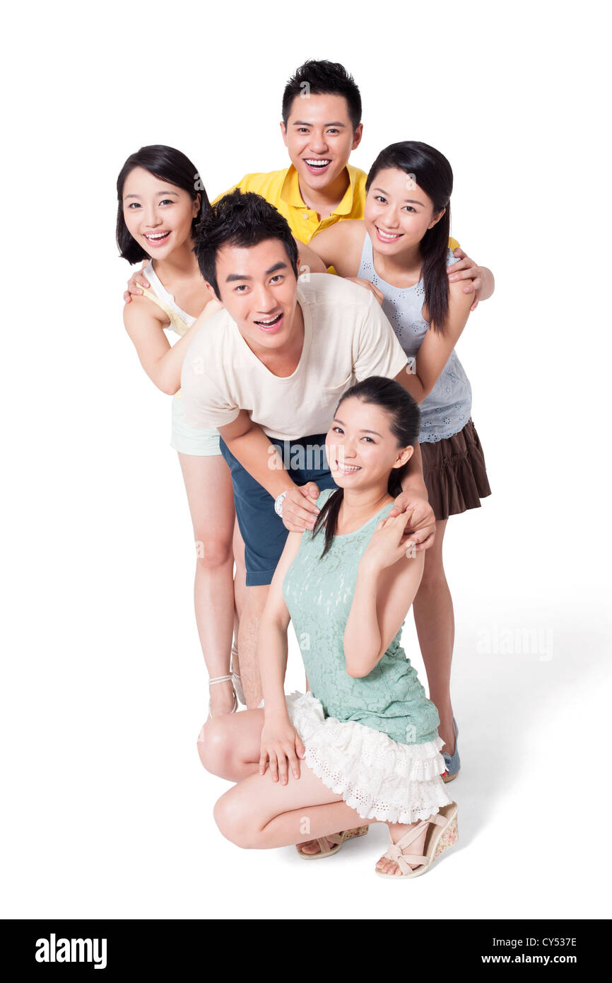 Portrait of intimate young friends Stock Photo - Alamy