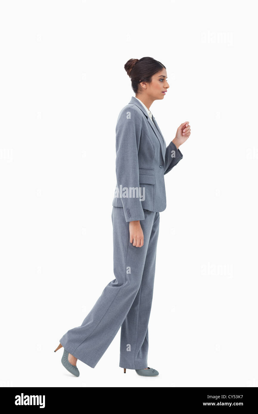 Side view woman dark background Cut Out Stock Images & Pictures - Alamy