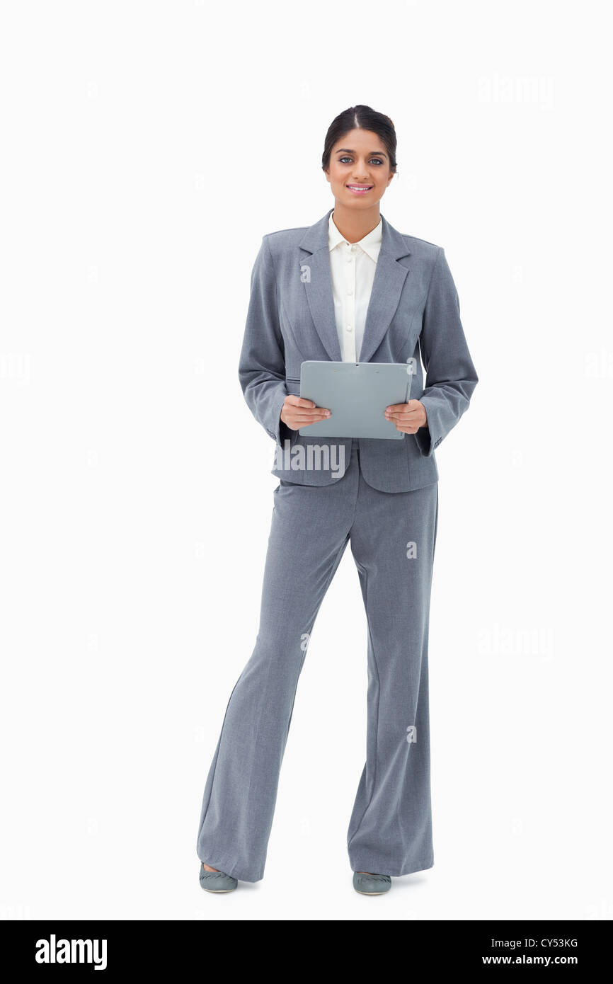 Woman smiling wearing dark Cut Out Stock Images & Pictures - Alamy