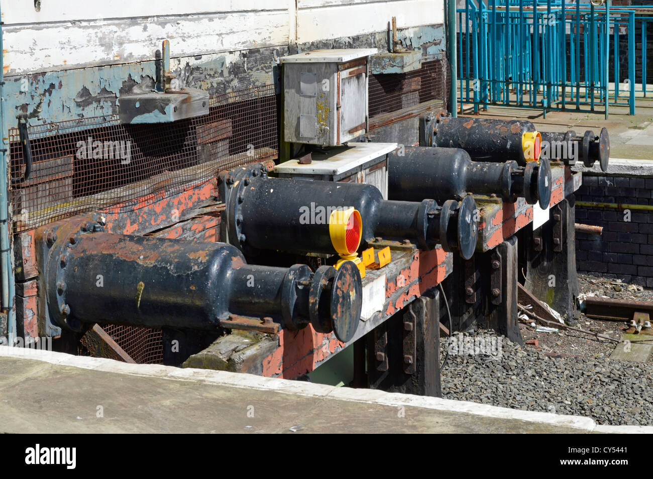 End of the line train buffers and platform edge at Llandudno train ...