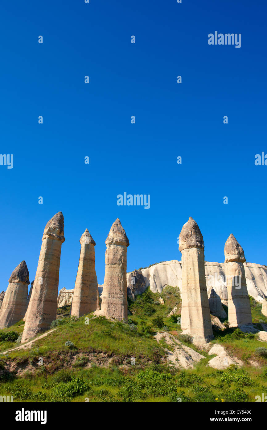 The fairy chimney rock pillar formations of Love Valley, near goreme ...
