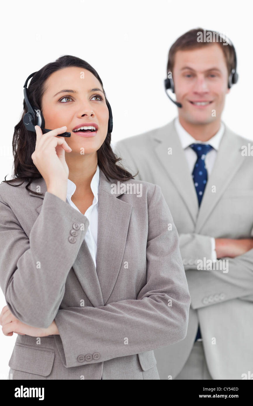 Call center agents standing together Stock Photo - Alamy