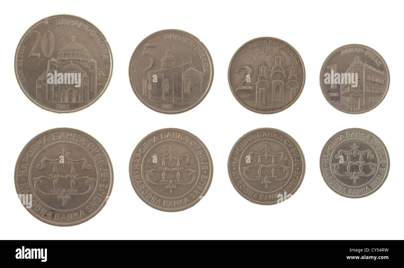 Old Serbian dinar coins isolated on white Stock Photo - Alamy