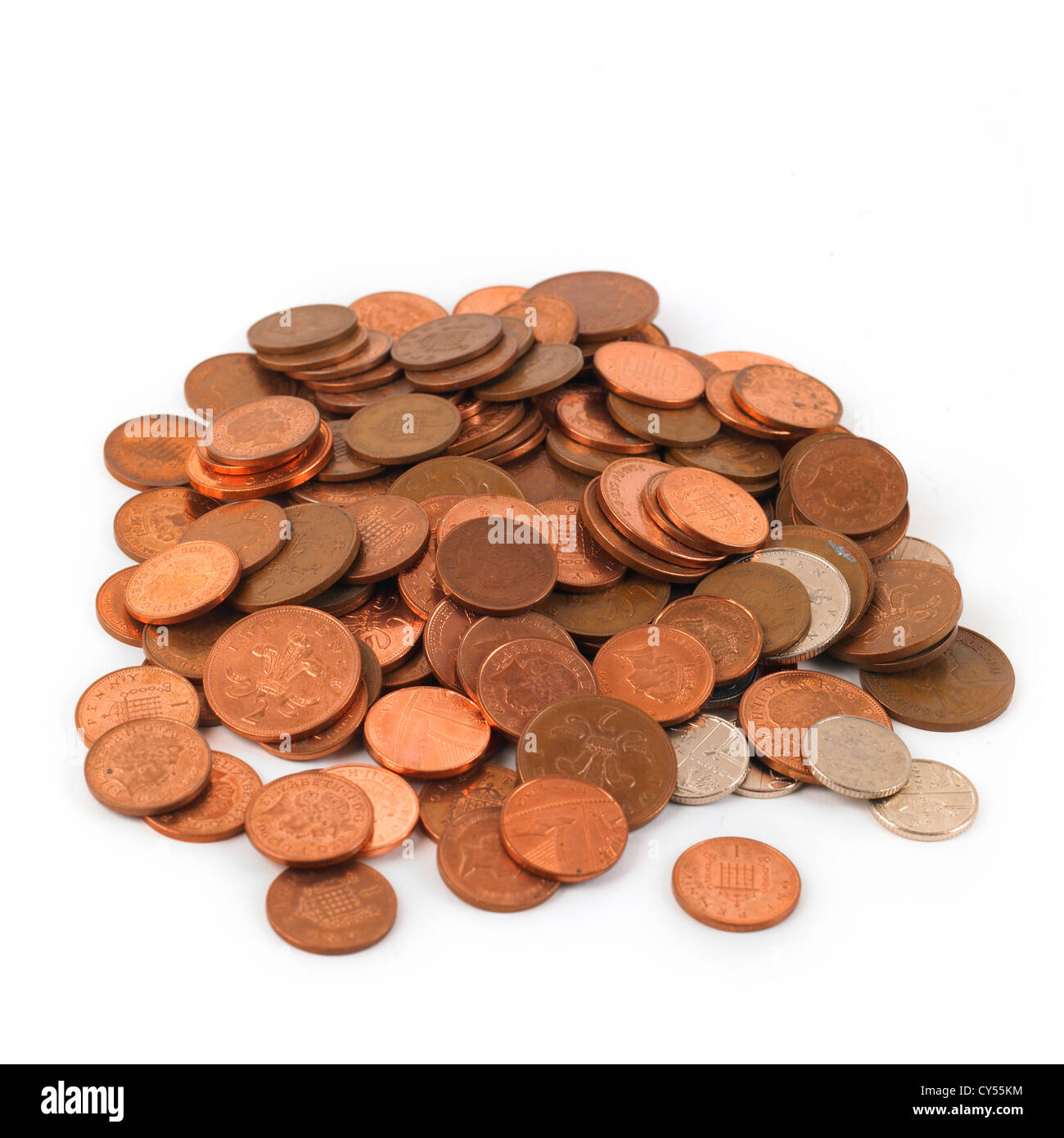 Pile of UK small change on white background Stock Photo - Alamy Pile of UK small change on white background Stock Photo - Alamy