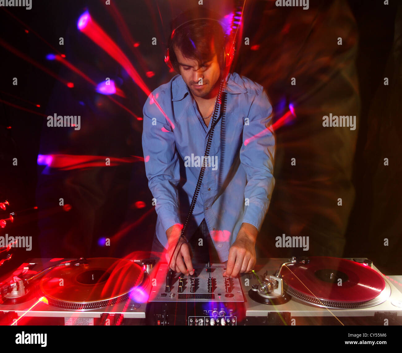 a cool male dj on the turntables Stock Photo - Alamy
