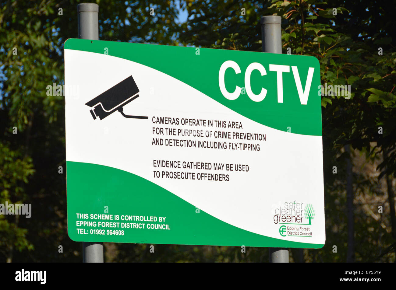 Epping Forest District Council CCTV warning signs in countryside ...