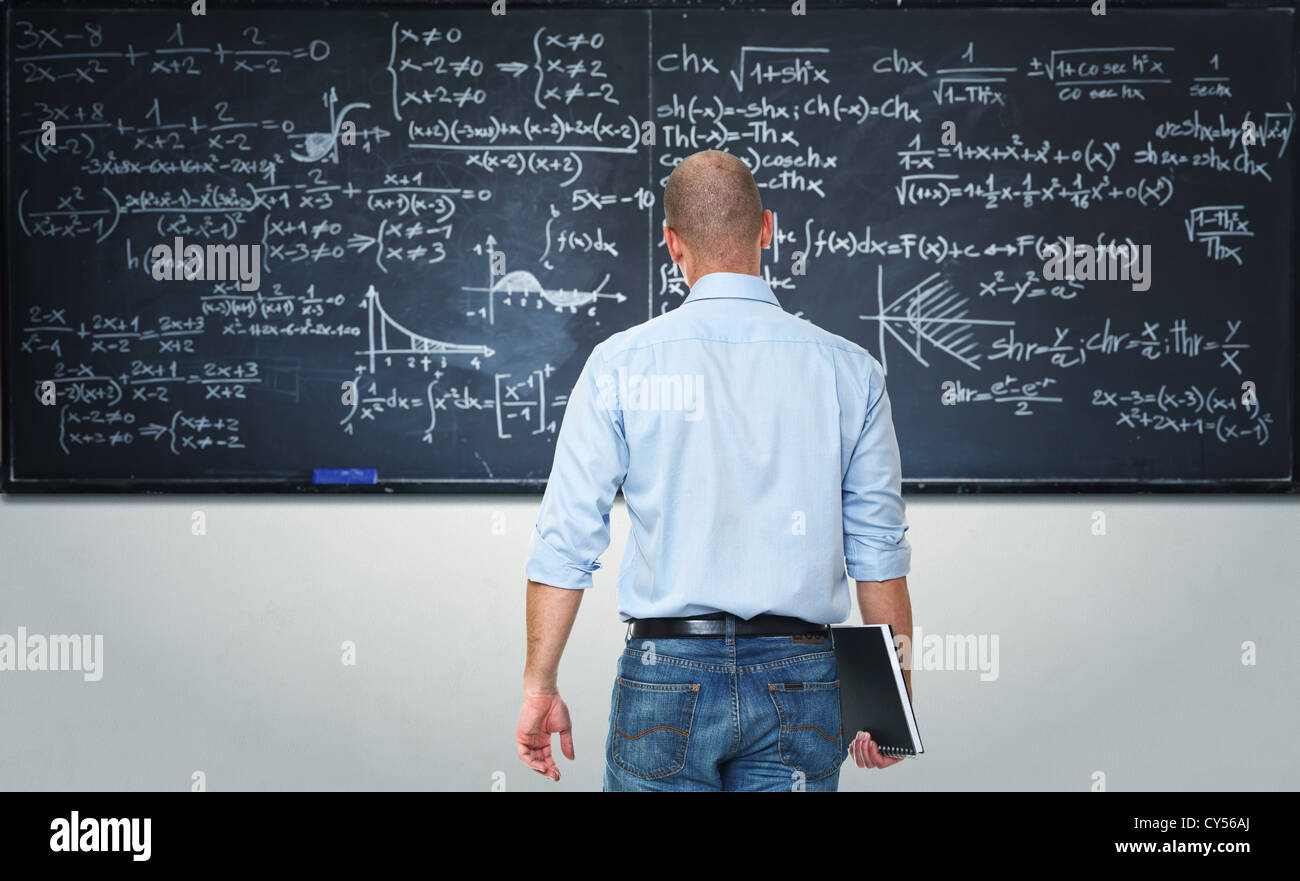 student and blackboard background Stock Photo - Alamy