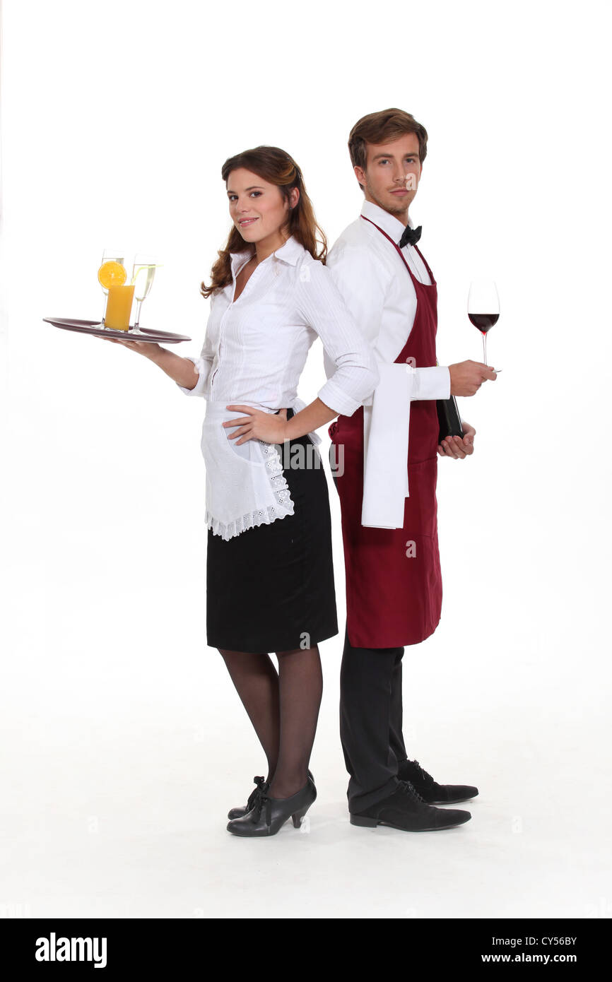 Waiter serving food full view hi-res stock photography and images - Alamy