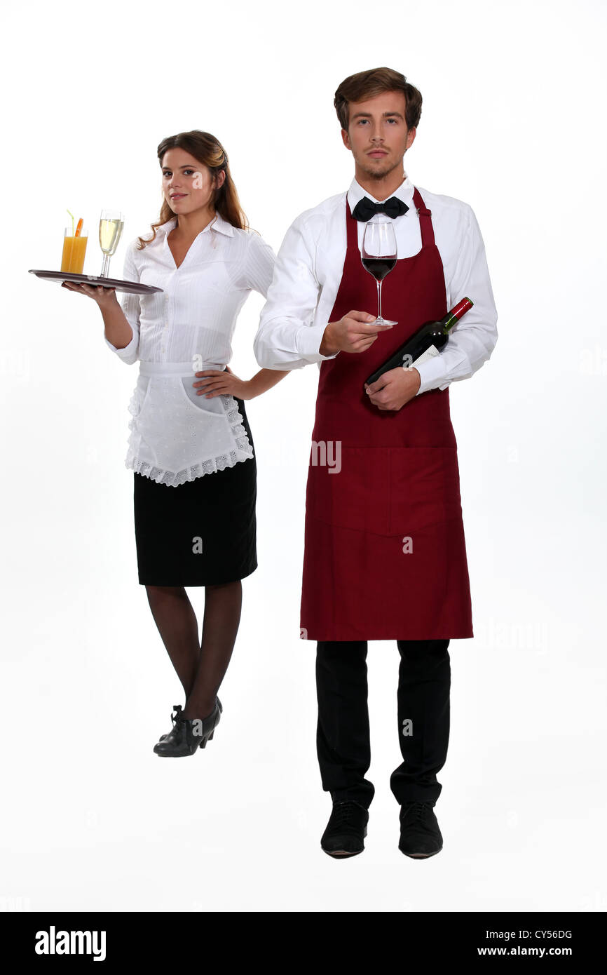 Waiter and waitress Stock Photo - Alamy