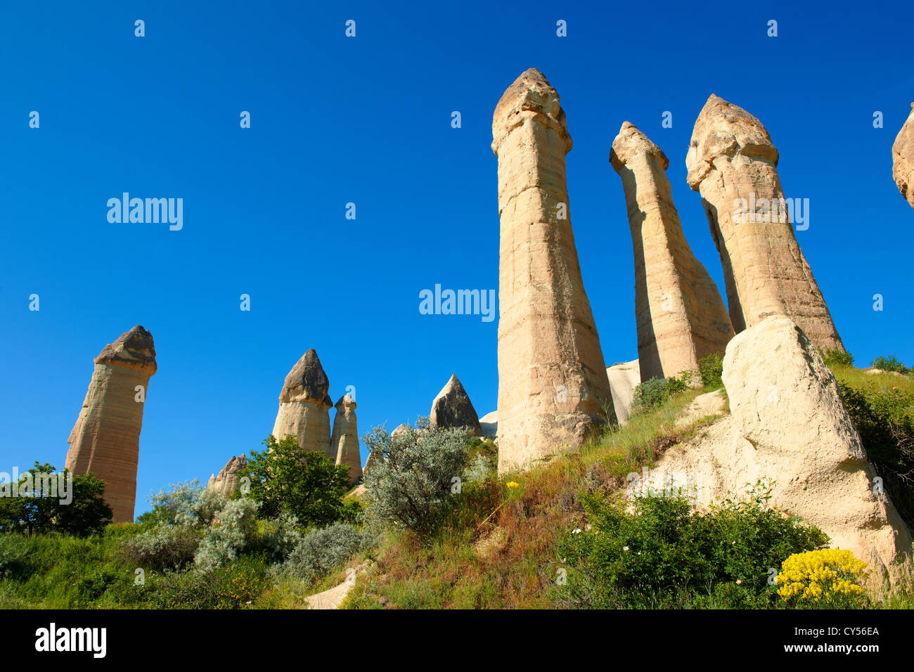 The fairy chimney rock pillar formations of Love Valley, near goreme ...