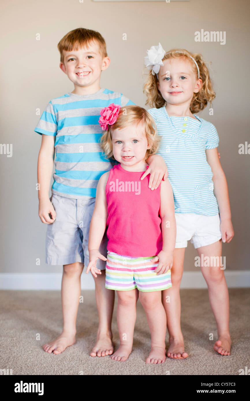 USA, California, Los Angeles, Familly portrait of three siblings Stock ...