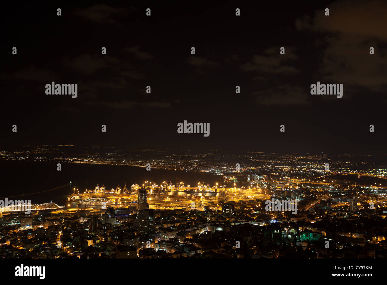 Night view of Haifa, Israel Stock Photo - Alamy