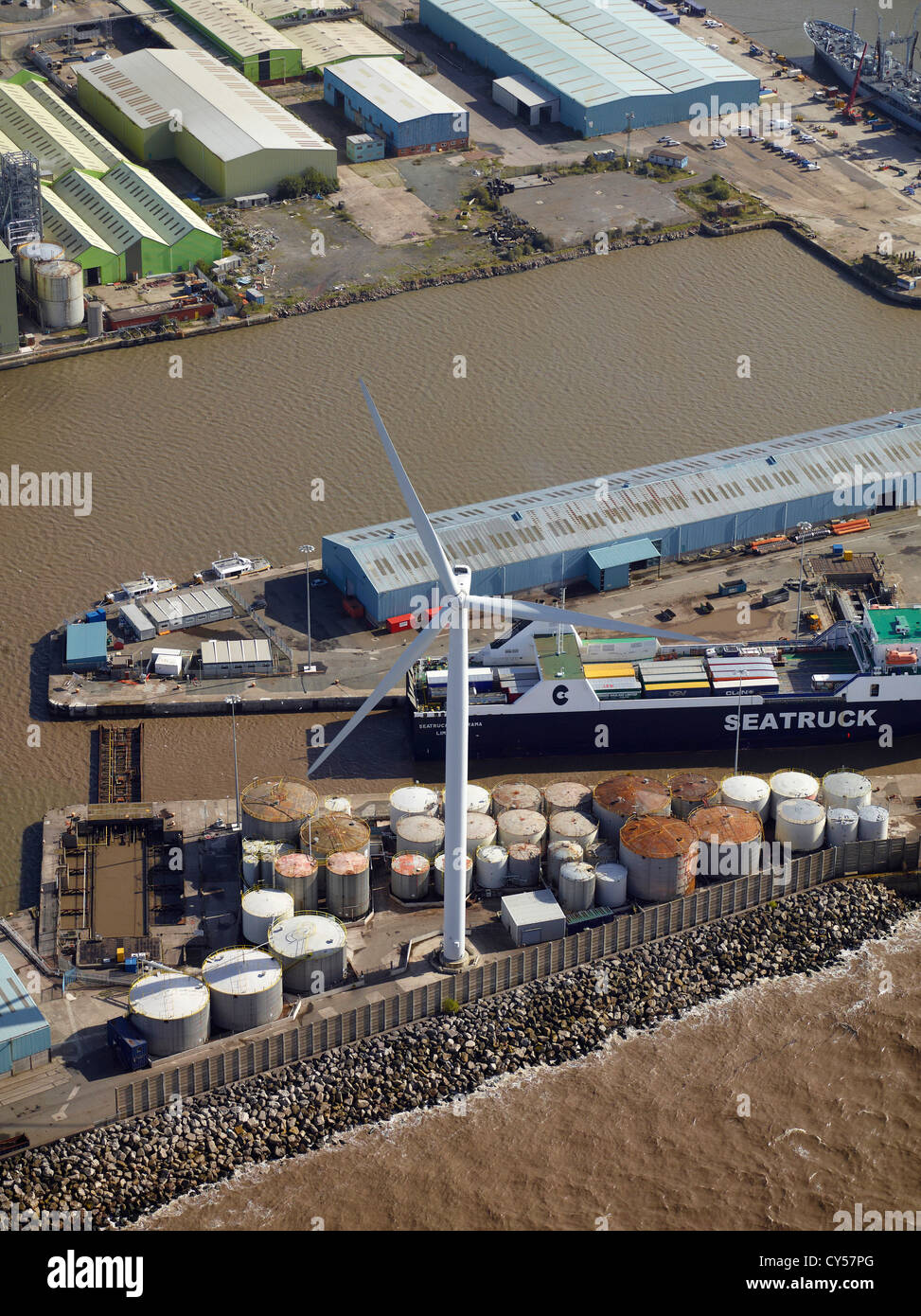 Wind Turbine at Liverpool Docks, Merseyside, North West England, UK ...