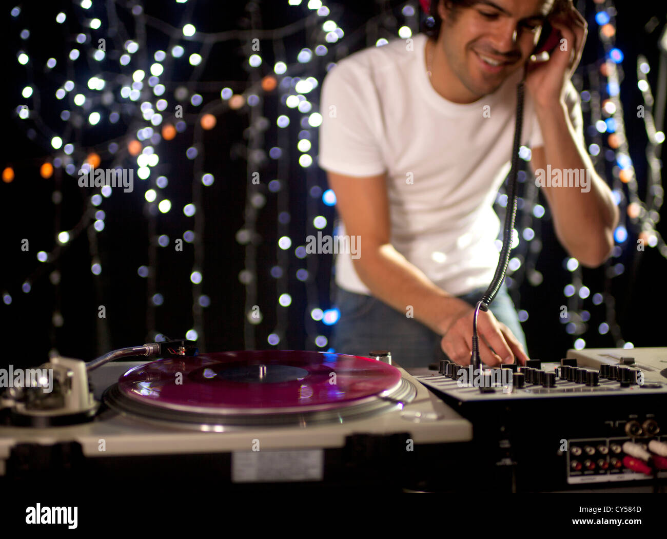 a cool male dj on the turntables Stock Photo - Alamy
