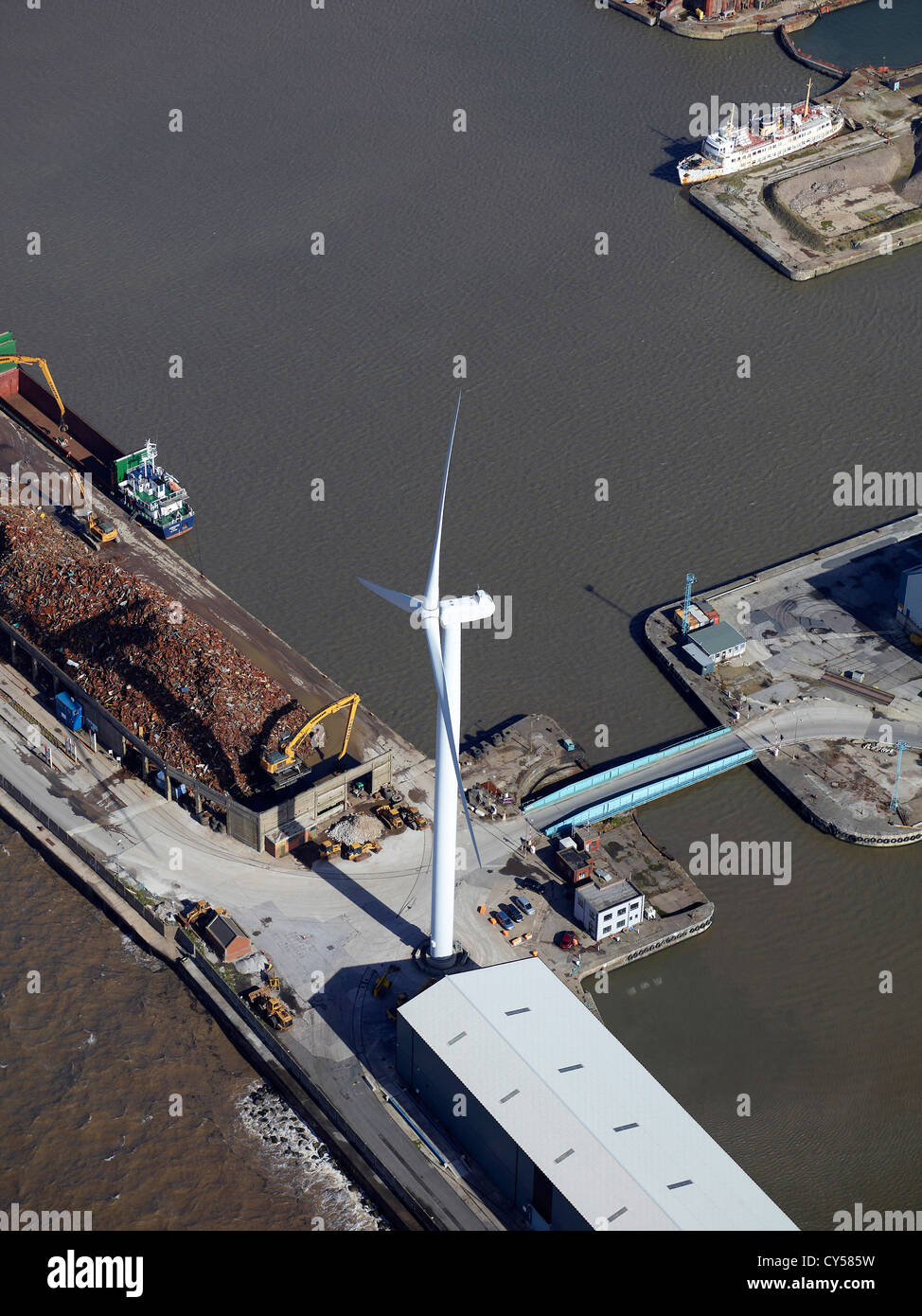 Wind Turbine at Liverpool Docks, Merseyside, North West England, UK ...