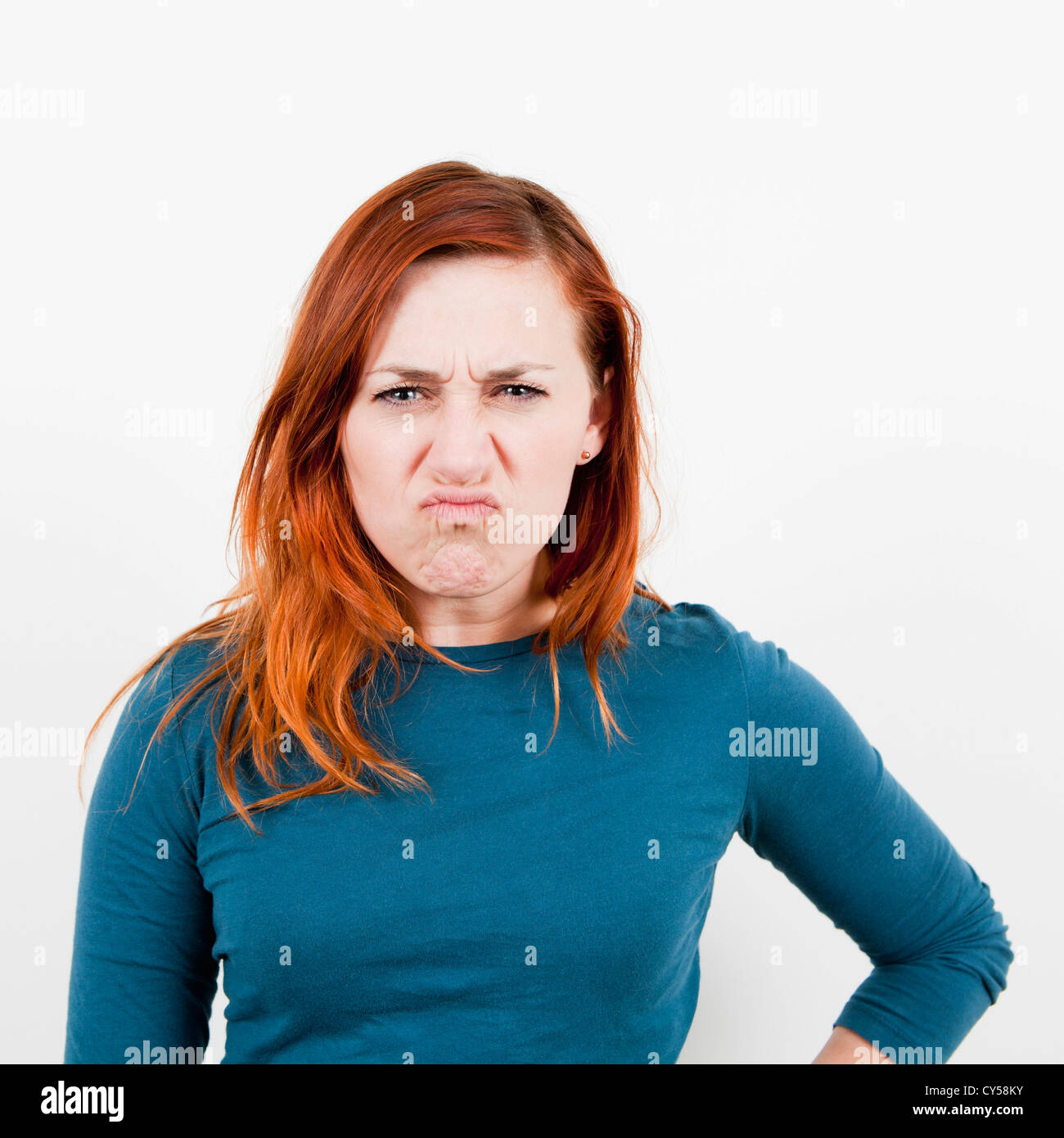 Studio shot, Portrait of angry woman Stock Photo - Alamy