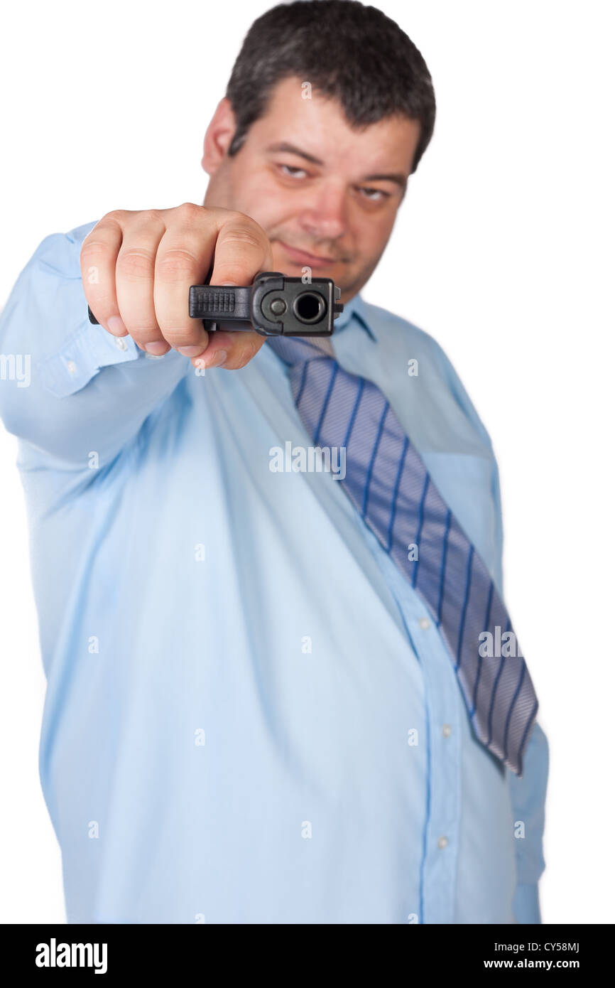 man with a gun ready to shoot (focus on the weapon Stock Photo - Alamy