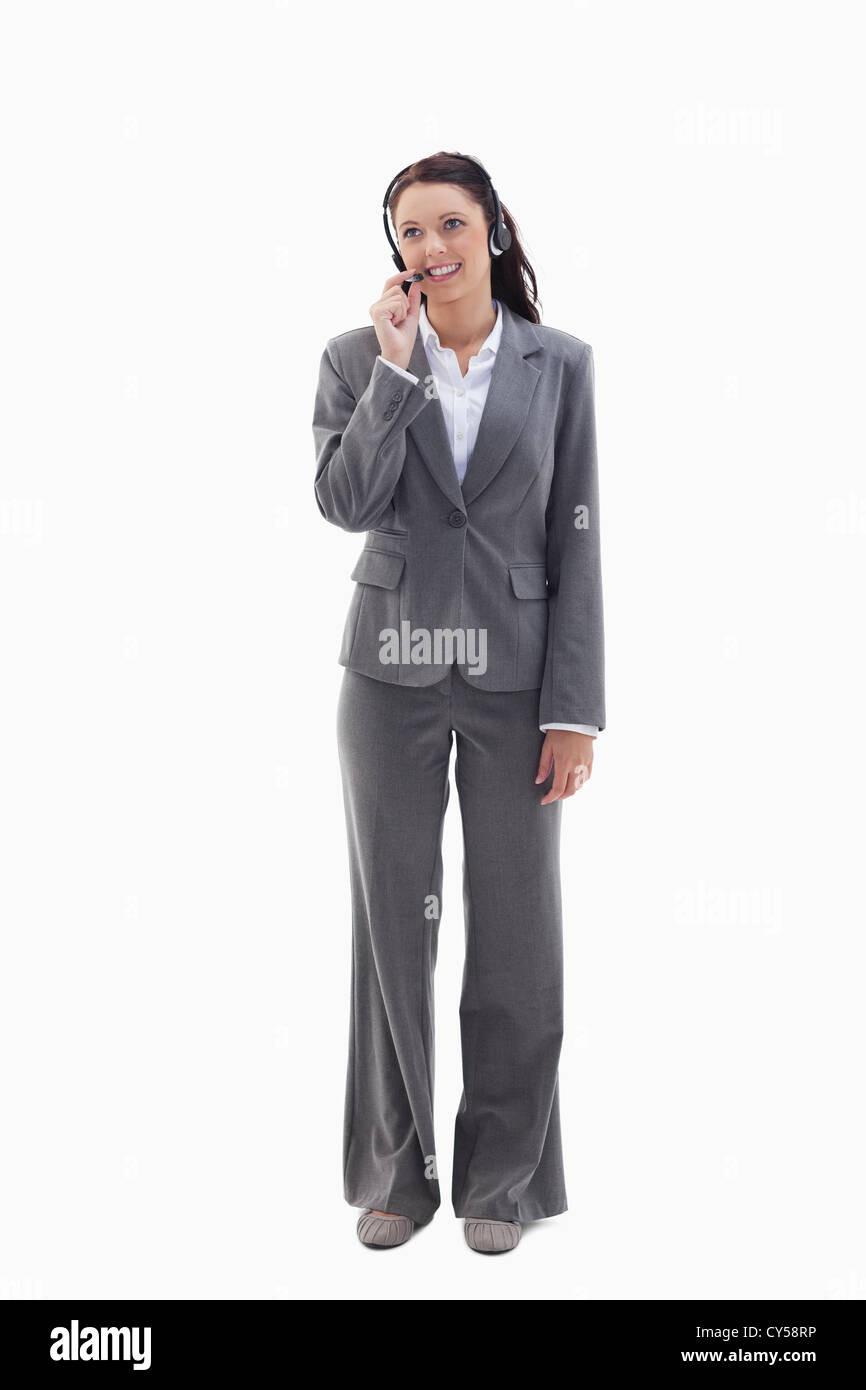Young businesswoman talking headset Cut Out Stock Images & Pictures - Alamy