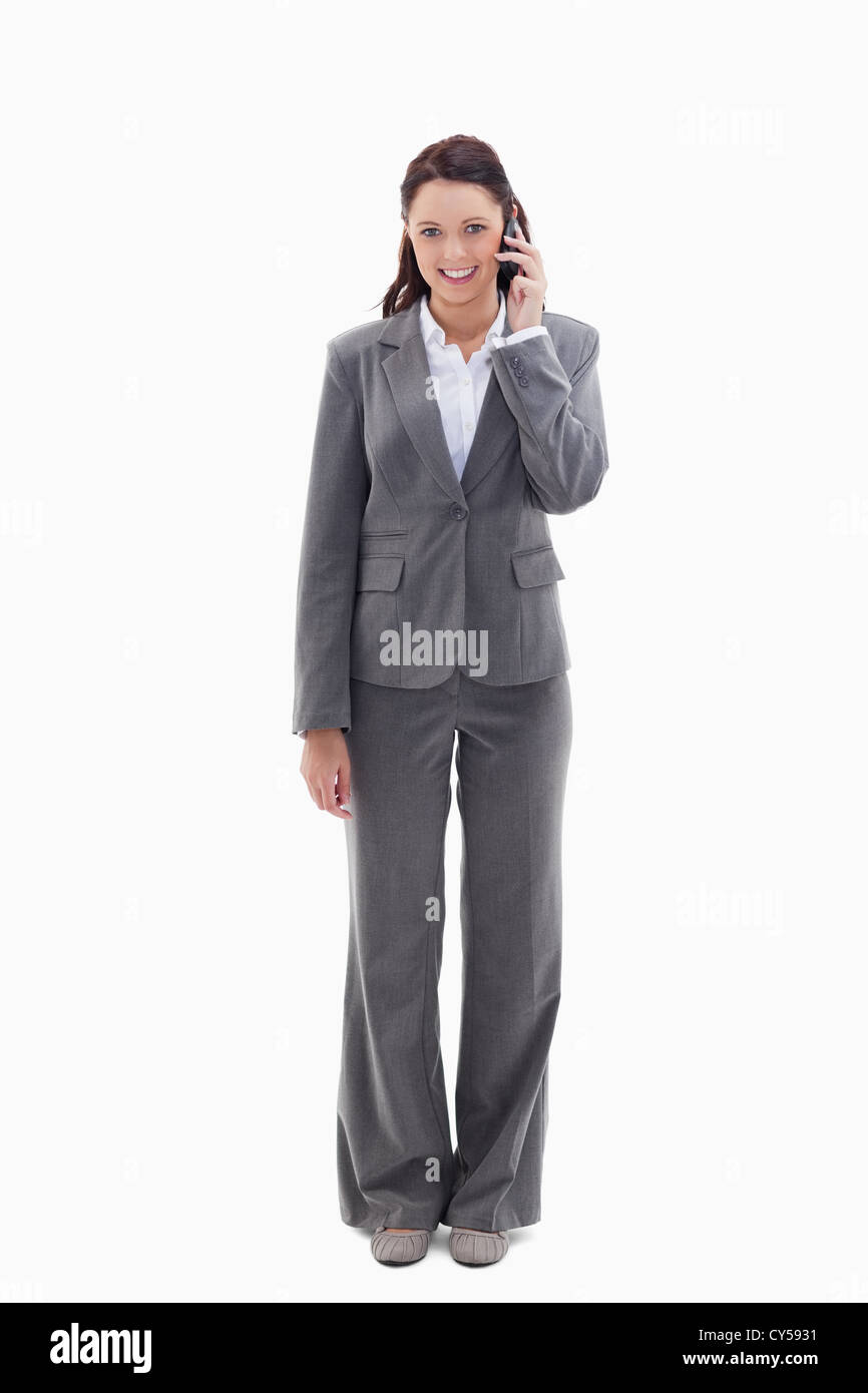 Female smiling mobile Cut Out Stock Images & Pictures - Alamy