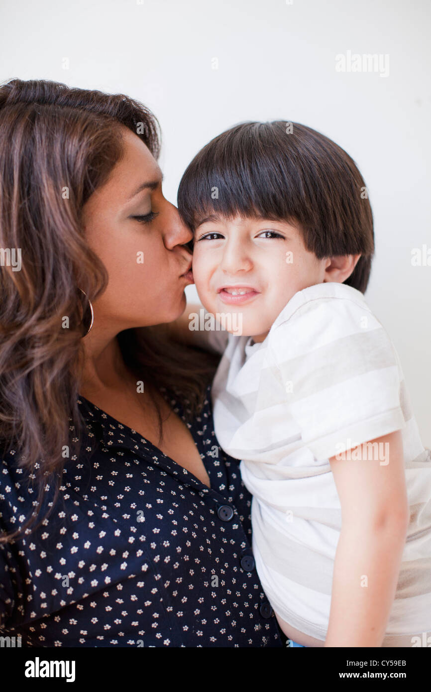 Studio Shot, Portrait of mother and son Stock Photo - Alamy