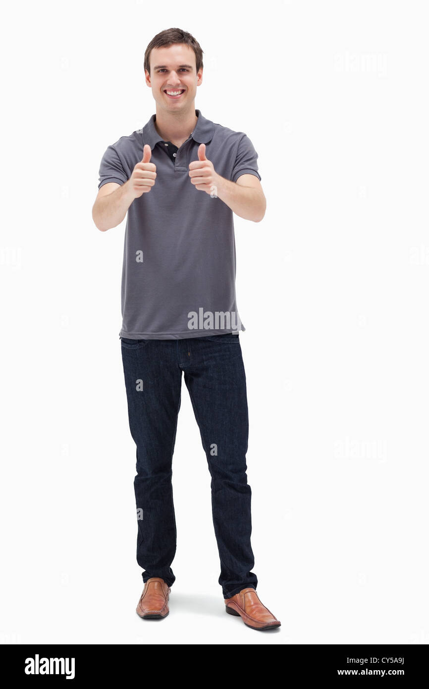 Man approving with his thumbs up Stock Photo - Alamy